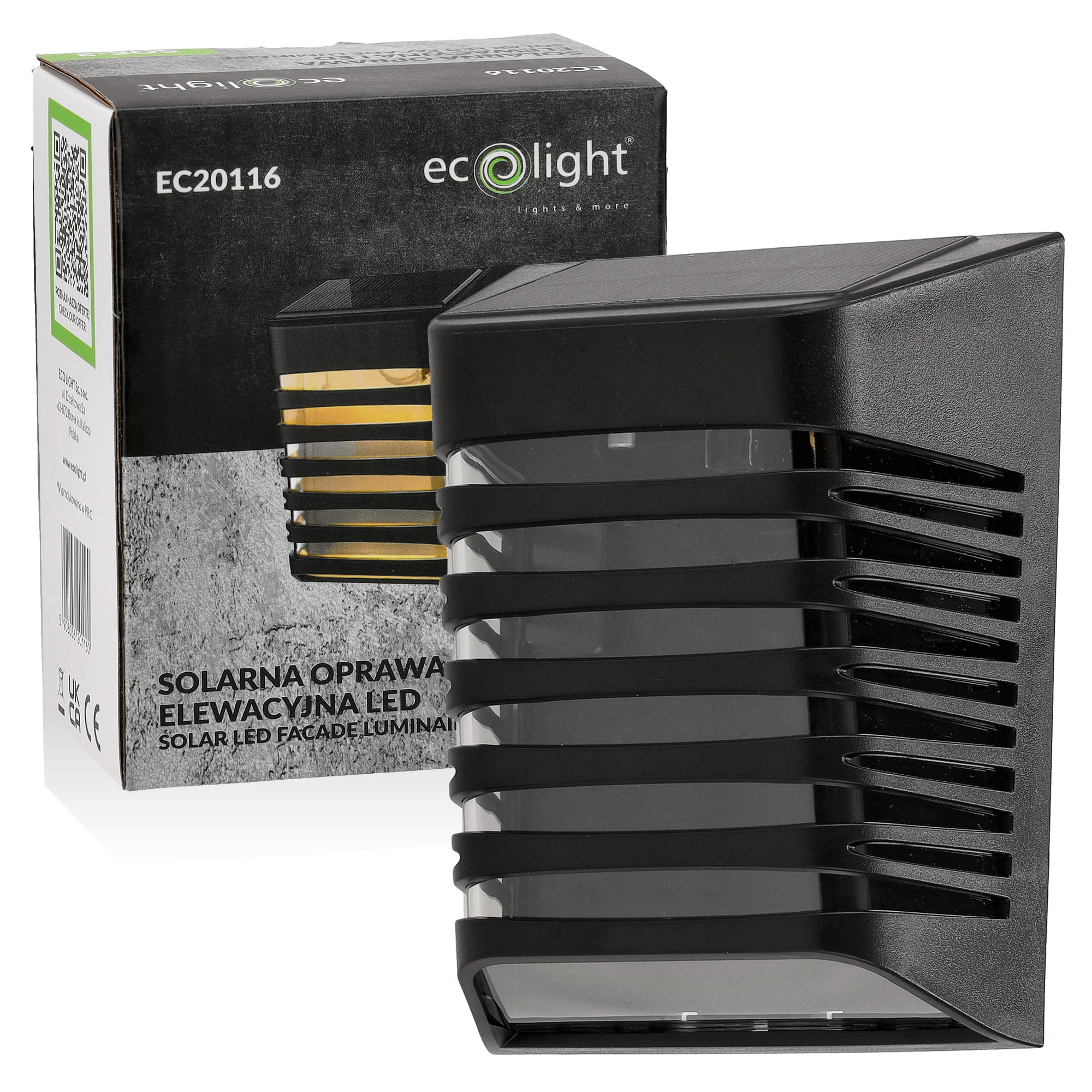 LED solární fasádní lampa IP64 - Aga24