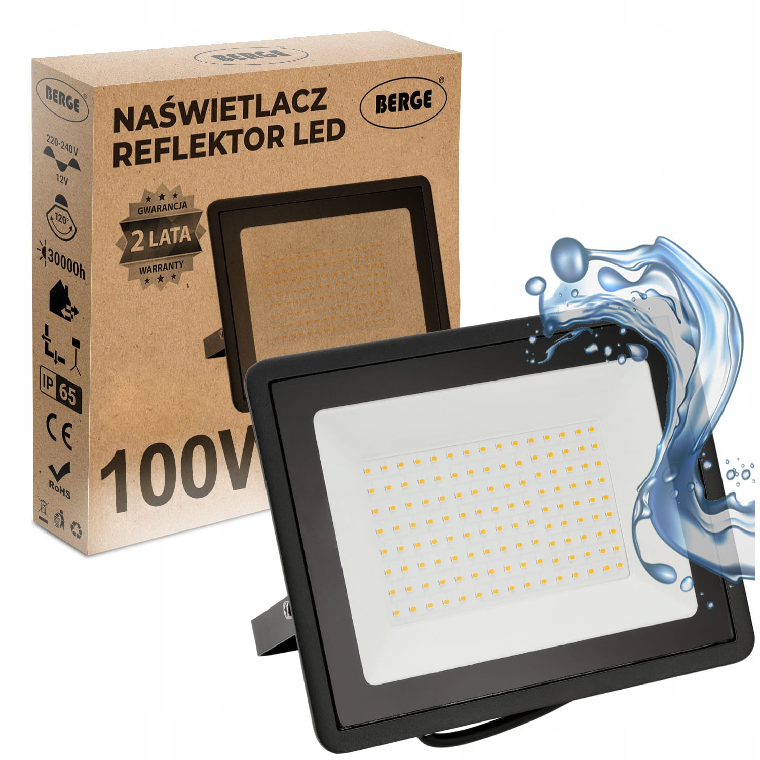 LED reflektor 100W IP65 neutrální bílý - Svět trampolín