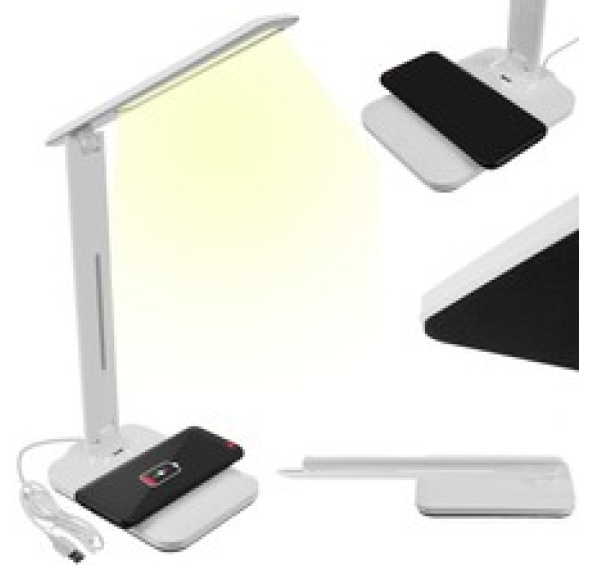 LED stolní lampa s bezdrátovým nabíjením bílá ISO 15989 - Svět trampolín