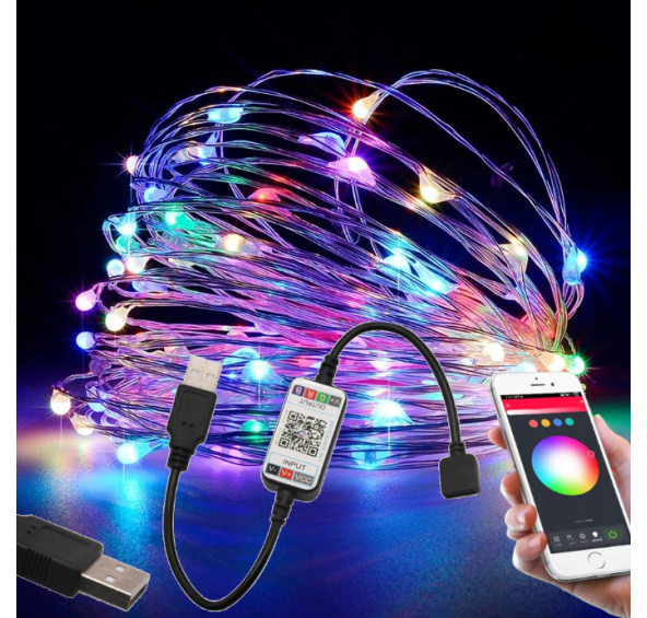 LED světelný řetěz - RGB MULTICOLOR - USB - SMART - 10 m - Svět trampolín